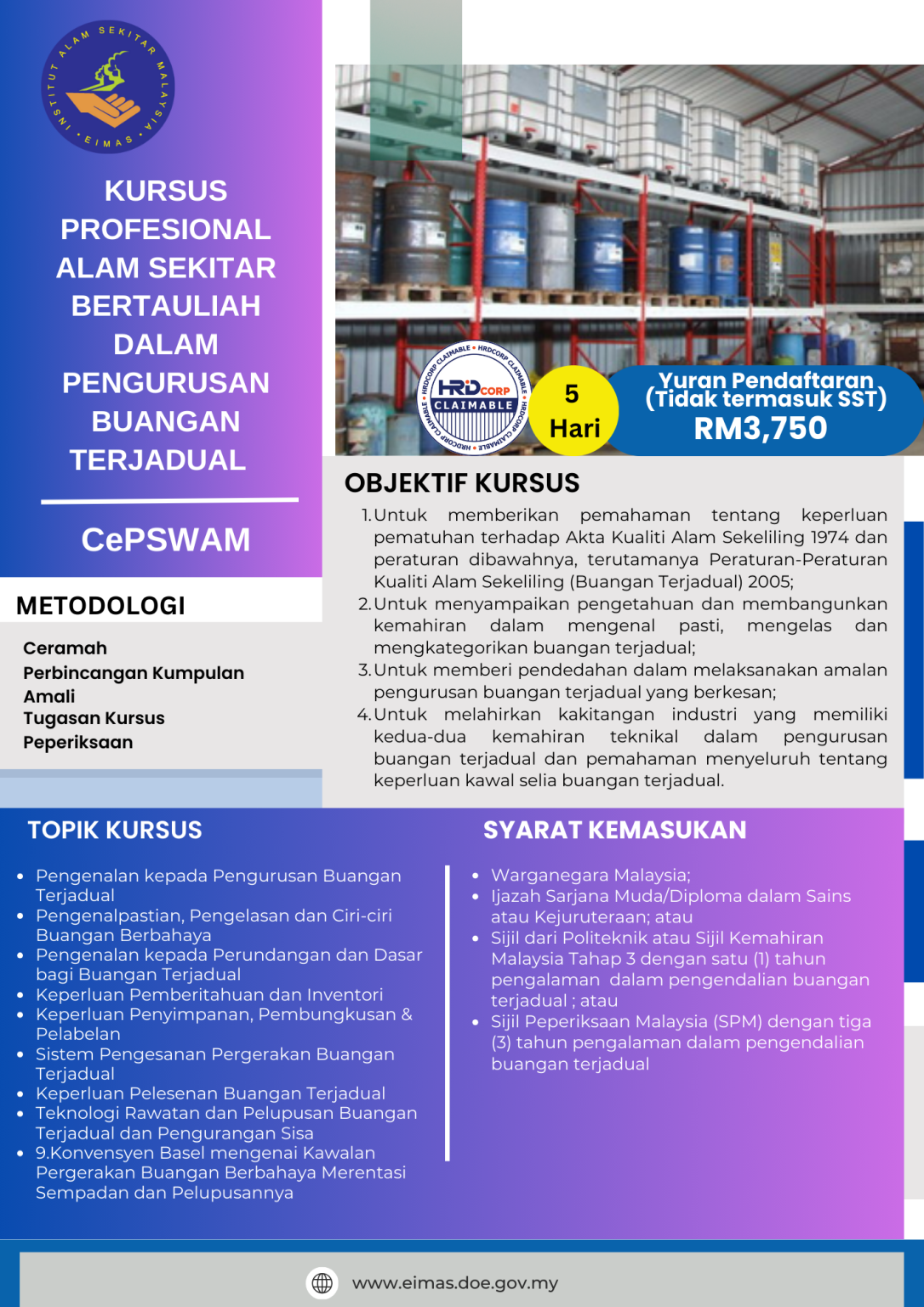 Certified Environmental Professional Course in Scheduled Waste ...